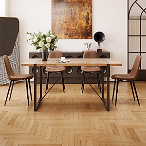 MUUOKY Dining Table Set for 4, Modern 55'' Wood Dining Table, Fabric Dining Chairs 4,Table and Chairs Set of 4,Ideal for Kitchen Dining Room