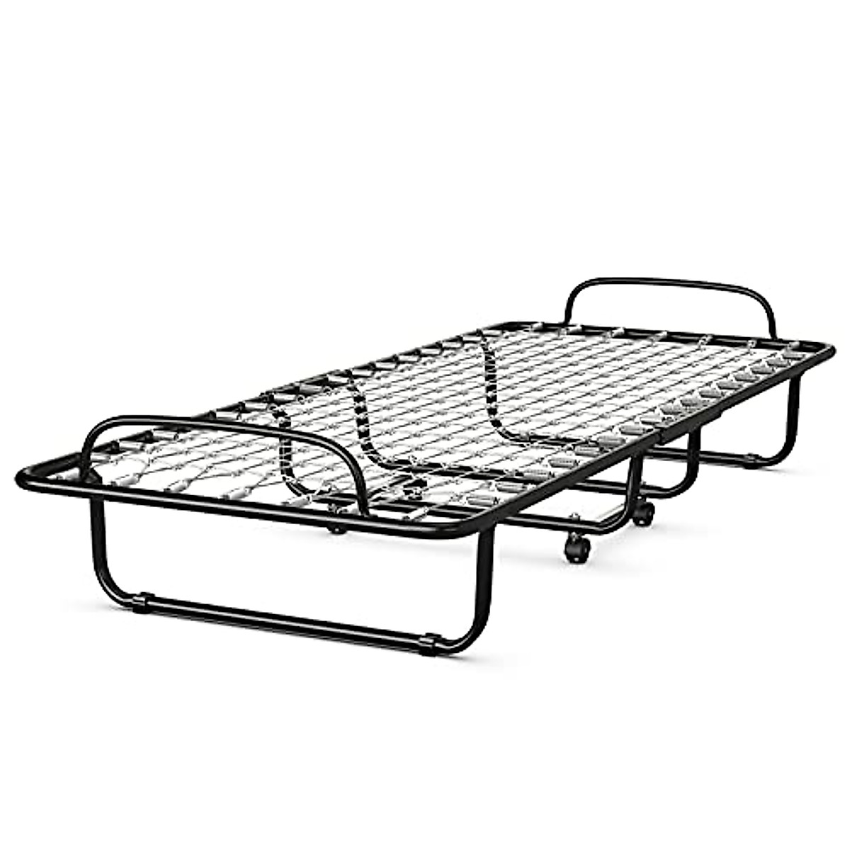 GOFLAME Folding Bed with Memory Foam Mattress, Portable Bed Cot Size with Metal Frame and Wheels for Kids and Adults, Rollaway Guest Bed for Home and Office, Made in Italy