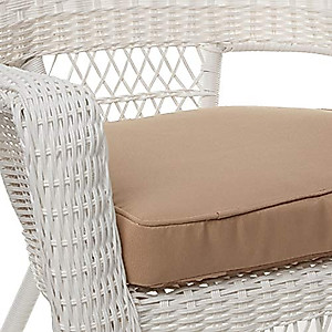 Jeco Wicker Chair with Tan Cushion, Set of 2, White/W00206-