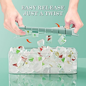 Ice Cube Tray for Freezer with Bin: Easy Release Ice Cube Maker - 3Pack Stackable Ice Freezing Tray Making Iced Cube - Half-moon Icecube Trays and Icebox with Lid