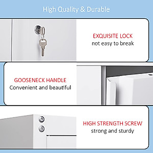 GREATMEET Metal Wall Mount Locking Cabinet with Adjustable Shelf, Garage Storage Cabinet with Locking Doors, Office Filing Cabinet with Lock, Storage Cabinet for Garage, Home Office, Kitchen