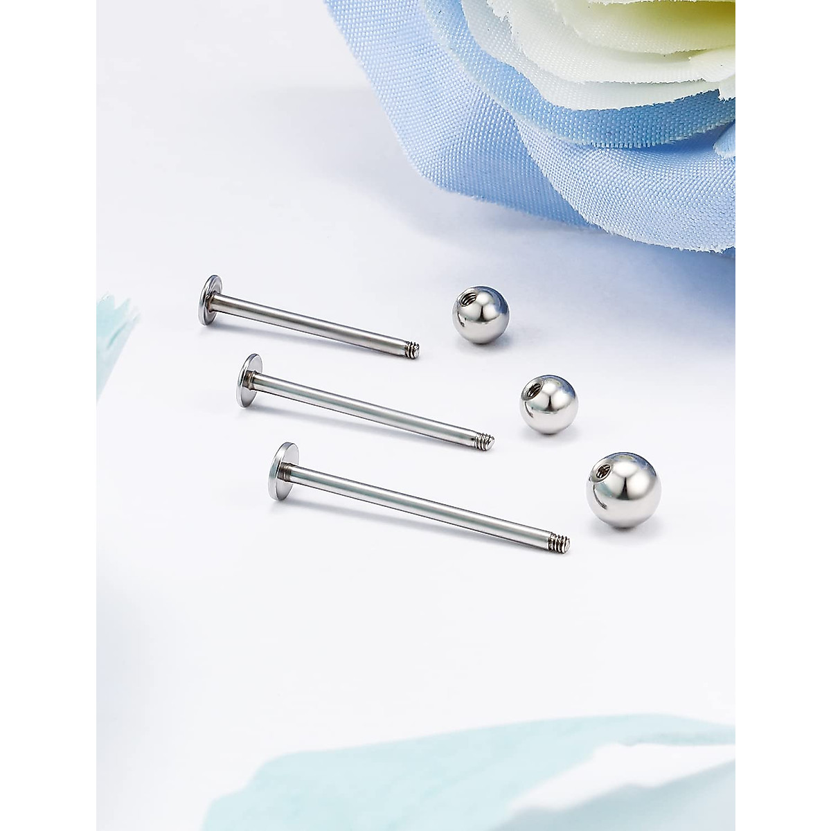 Kridzisw 16G Tongue Cheek Rings Piercing Jewelry Stainless Surgical Steel Extra Long Lip Labret Monroe Medusa Ashley Ring Stud Cheek Dimple Tongue Piercing Jewelry Women Men 14mm 16mm 19mm Bar Silver