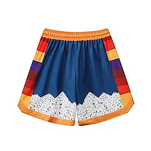 BOOMLEMON Men's Basketball Shorts Hip Hop Workout Athletic Shorts Mesh Print Running Short Pants(Blue XL)