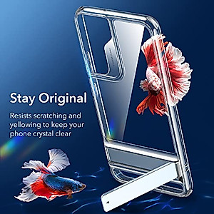 ESR Metal Kickstand Case Compatible with Samsung Galaxy S22 (6.1 Inch) (2022), Versatile Patented Kickstand, Crystal Clear Scratch-Resistant Back Cover, Clear