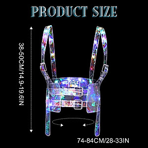 REETAN Women LED Harness Waist Belt Sparkly Light up Disco Wide Body Harness Rave Accessory Belts for Women