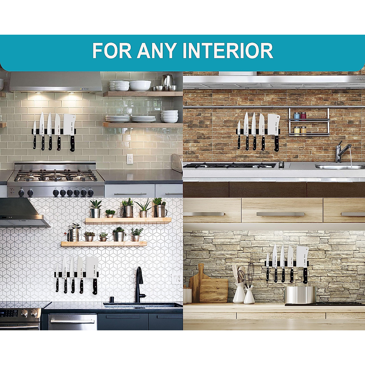 SimpleUsefulThings 12 Inch Black Knife Magnetic Strip Use as Magnetic Knife Holder for Wall - Magnetic Knife Strip - Kitchen Magnetic Knife Bar Rack