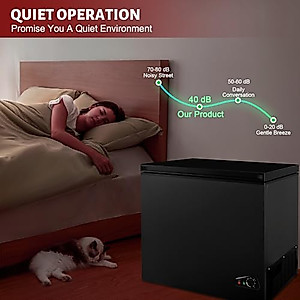 7.0 Cubic Feet Chest Freezer, Deep Freezer with 2 Removable Basket, 6 Adjustable Thermostat (Down to -18°F), Easy Front Defrost Drain, Compact Freezers Free Standing Top Open Door for Homes, Black