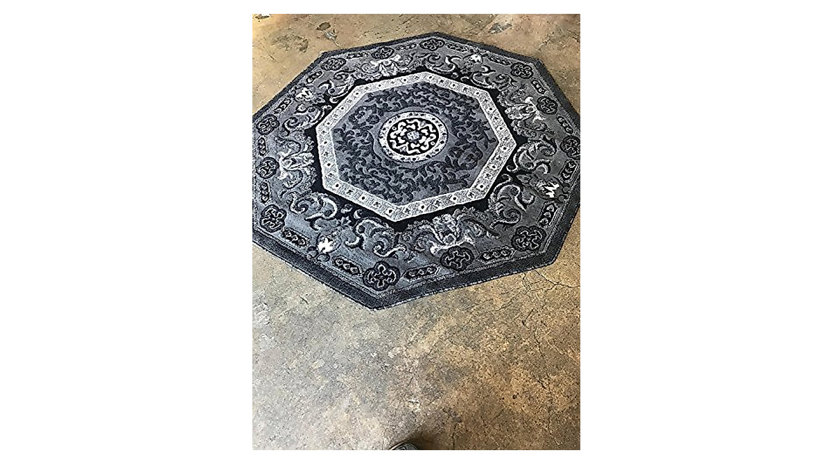 Carpet King Octagon Area Rug - Elegant Grey & Black Design