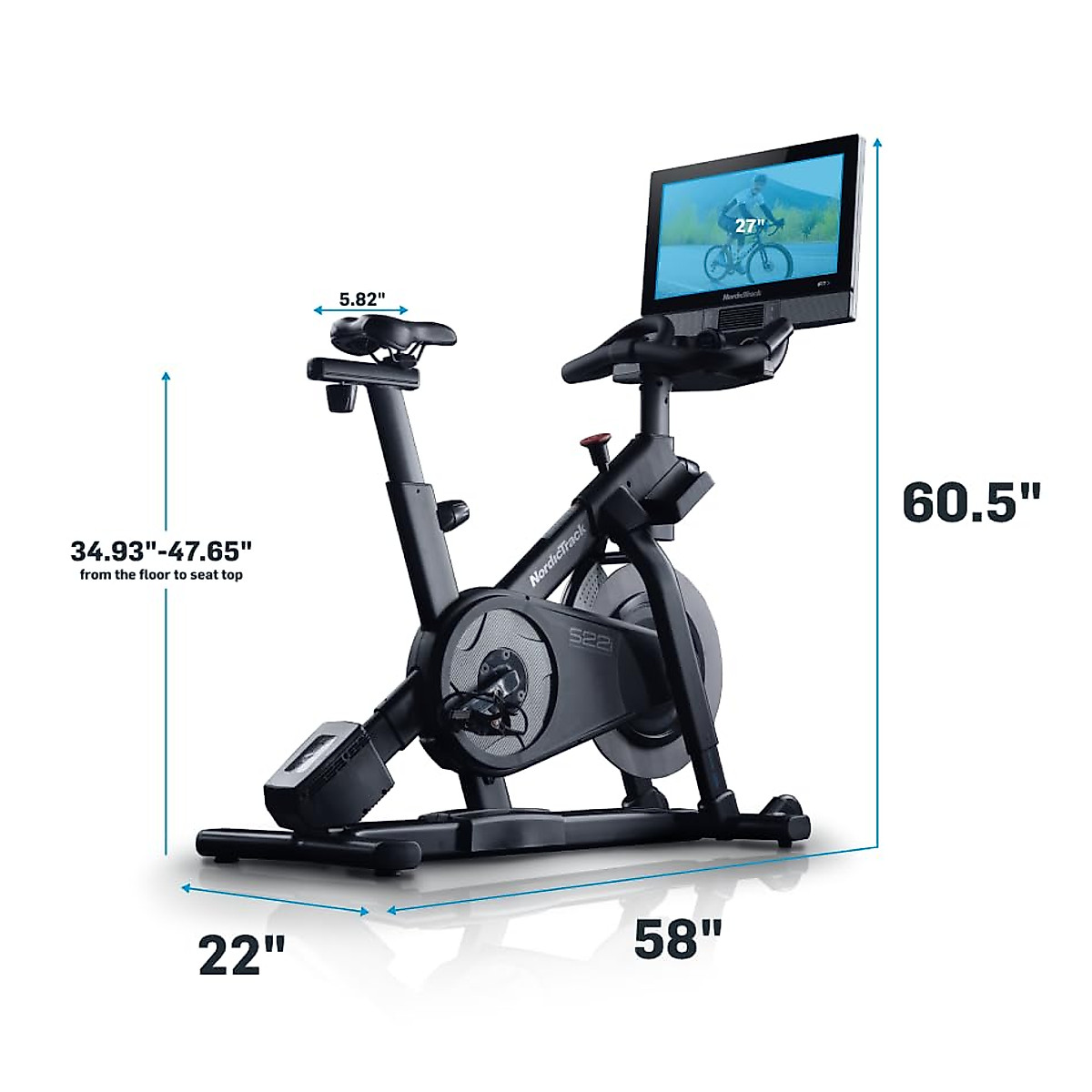 NordicTrack Commercial S22i Studio Cycle with 22” HD Touchscreen for Interactive Studio & Global Workouts, 30-Day iFIT Family Membership Included,Black