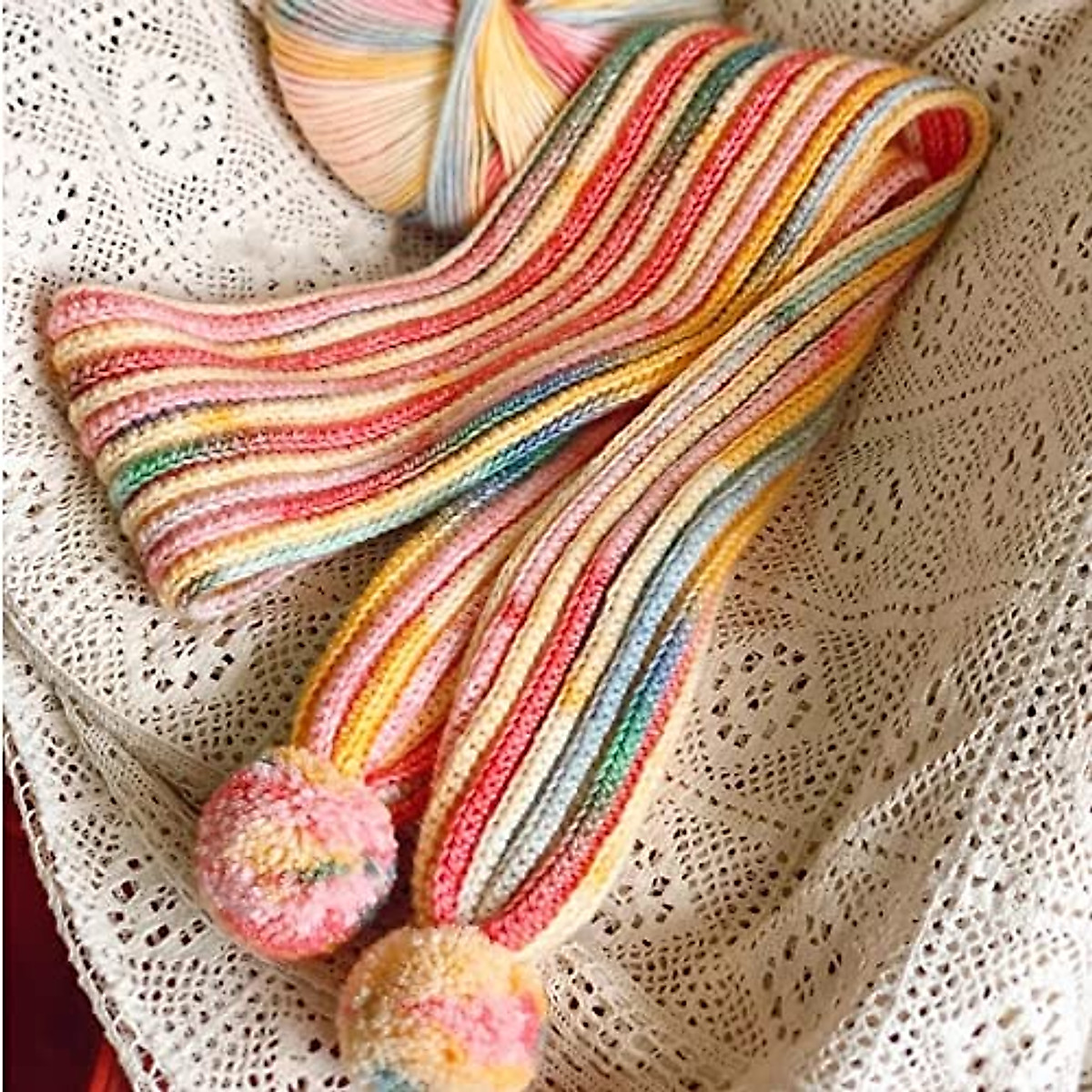 200g/Ball Wool Cotton Acryilc Yarn Gradient Rainbow Color Autumn Winter Sweater Scarf Hat Hand Knitting Crochet (Color : YT07)