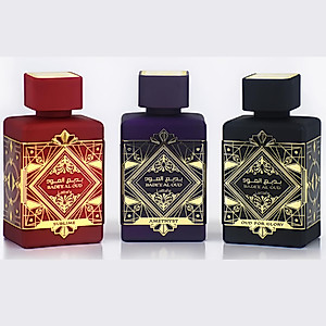Lattafa Perfumes Bade'e Al Oud for Unisex 3 Piece Eau de Parfum Gift Set (Oud For Glory + Amethyst + Sublime) 3.4 Ounce/100 ml each