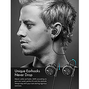 VEENAX Pogo Wireless Headphones, Bluetooth Sport Earphones, Fitness Earbuds with Mic, Magnetic and Super Bass, 8H Playtime, Sweatproof, in Ear Stereo Headset for iPhone iPad iPod Phone MP3, Black