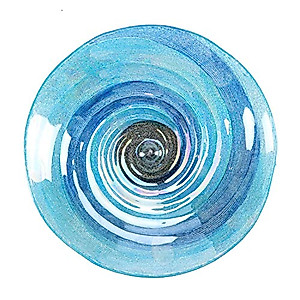 VCUTEKA Outdoor BirdBath Glass Bird Bath Garden Bird Feeder with Metal Stake