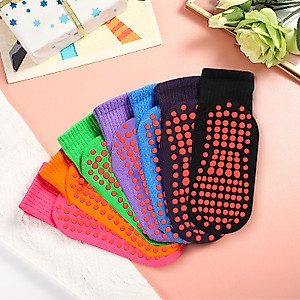 7 Pairs Kids Non Slip Socks Anti Skid Mid Calf Socks for Toddler Boys Girls (M)