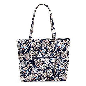 Vera Bradley Women's Cotton Vera Tote Bag, Morning Shells - Recycled Cotton, One Size