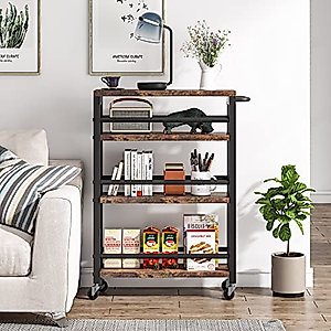 LITTLE TREE 4-Tier Slim Rolling Storage Cart with Handle, Narrow Utility Trolley carts with Wheels for Small Place