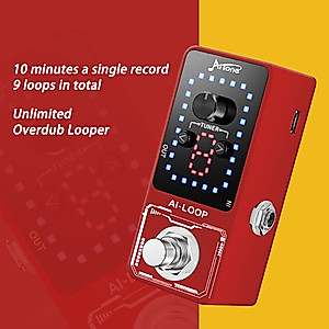 AITONE Looper Pedal Guitar Tuner 9 Loops 40 Minutes Recording Time for Electric Guitar Bass Effect with USB Output (AI-LOOP)