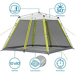 CORE Center Push 10’x10’ Instant Screen House Canopy | Folding and Portable Large Pop Up Canopy Shelter with Included Carry Bag | Perfect for Family Camping, Outdoor, Picnic, Backyards, BBQ, Tailgate, Patio