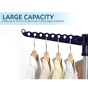 Laundry Drying Rack Foldable 59 Inch Clothes Drying Rack, 3 Rotatable Arms & 4 Sturdy Legs, Folding Clothes Racks for Hanging Clothes in Small Areas (Dark Blue)