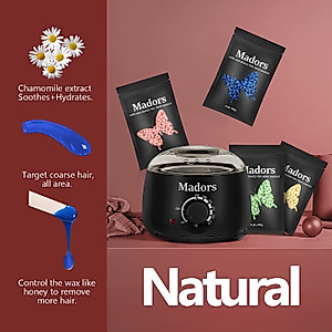 Waxing Kit Wax Warmer for Women - Madors Wax Kit Wax Pot Wax Machine for Body Legs Eyebrows Armpits Bikini Brazilian Wax Kit with Hot Wax Beads…