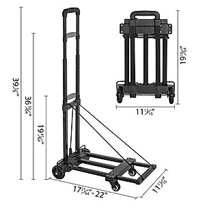 AKOZLIN Portable Travel Cart with Belt Adjustable Handle Compact Trolley Dolly Car Seat Cart(Only fit for car Seats with ISOFIX Interface)