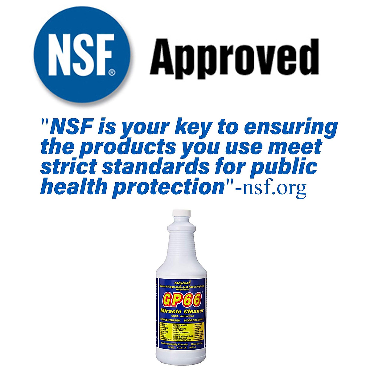 GP66 Green Miracle Cleaner, Gallon Cleans Over 1,000 Surface Types All-In-One Powerful NSF Approved