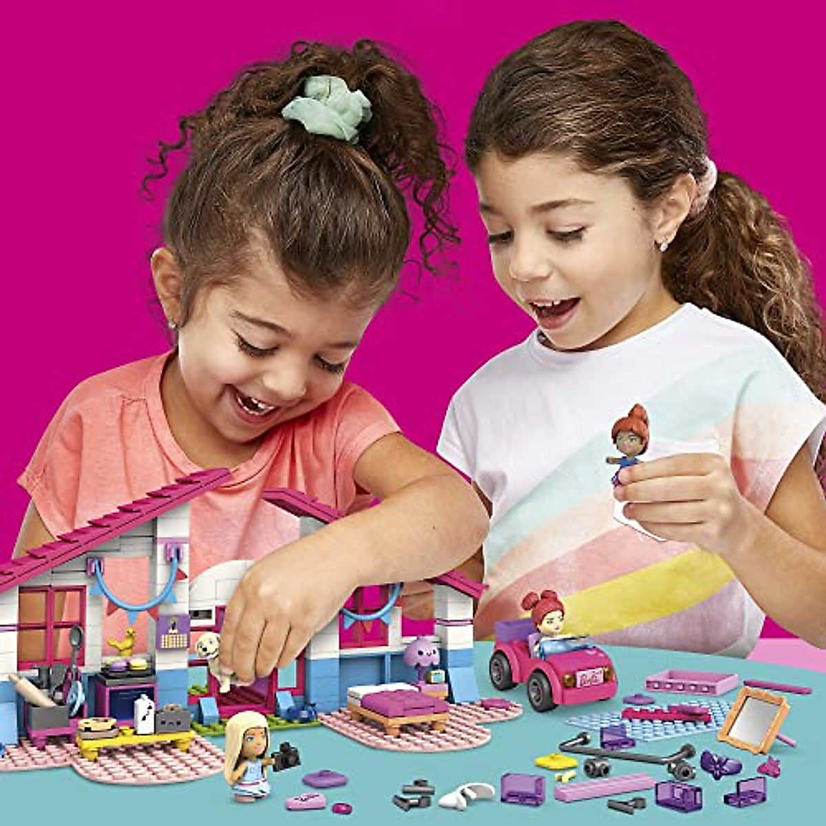 Mega Barbie Malibu Building Sets Bundle, 440 Bricks and Pieces with Fashion and Roleplay Accessories, 7 Micro-Dolls, 1 Puppy, 2 Birds and 2 Turtles, Toy Gift Set for Ages 4 and up