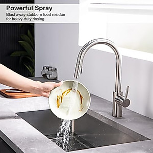 Darnok 79724SS Costa Brushed Nickel Kitchen Faucet with Pull Down Sprayer, 15-Inch High Arc Single Handle Kitchen Sink Faucet, Stainless Steel