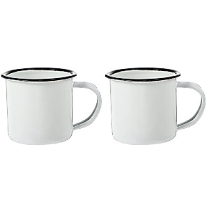 Hemoton Travel Tumbler Enamelware Coffee Mug Enamel Camping Mug Vintage Iron Metal Water Cup Retro Wine Cup Drinking Tumbler for Tea Beverage Whiskey Christmas Gifts White 2PCS Small Tea Cups