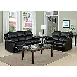 Homelegance Resonance 83" Bonded Leather Double Reclining Sofa, Black