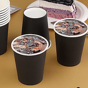 Nitlak 50 Pack 8 oz Black Disposable Paper Coffee Cups, Hot Cup Coffee Cups, Paper Tea Cup, Party Beverage Cups, Hot/Cold Beverage Drinking Cup for Office, Party, Restaurant, Home.
