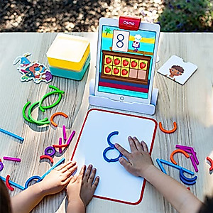 Osmo-Little Genius Starter Kit for iPad + Early Math Adventure-6 Educational Learning Games Ages 3-5-Counting, Shapes,Phonics & Creativity-STEM Toy Gifts-Kids(Osmo iPad Base Included-Amazon Exclusive)