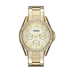 Fossil Women's Riley Quartz Stainless Steel Multifunction Watch, Color: Gold Glitz (Model: ES3203)