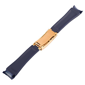 JETHENG 20mm Men's silicone watch strap for Rolex Daytona Outdoor Sports waterproof rubber watch bands wristband bracelet accessories for women's（20mm Dark blue gold buckle）