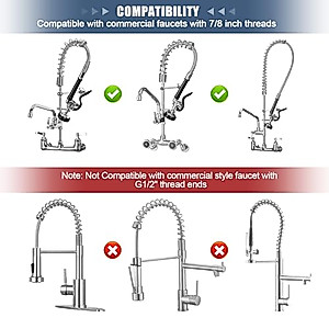 20' Sink Sprayer Hose with Non-Slip Handle, Flexible Stainless Steel Hose for Commercial Kitchen Faucet
