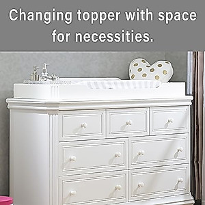 Sorelle Furniture Changing Table Topper for Dresser, Dressing and Diaper Changing Solution for Baby Dresser, Nursery Furniture-White