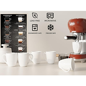 Schliersee 17 OZ White Coffee Mugs Set of 6, Large Ceramic Coffee Cups with Handle for Latte, Hot Tea, Coffee, Cappuccino, Cocoa, Milk, Water, espresso Porcelain Mug Cups, Microwave Safe