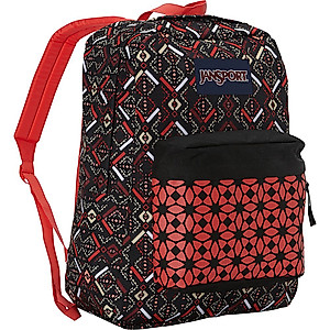 JanSport T501 Superbreak Backpack - Coral Dusk Tribal Mosiac