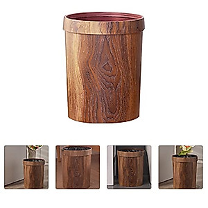 DOITOOL Round Waste Bin Office Trash Cans Small Trash Can Wood Round Wastebasket Garbage Bin Trash Pail Container for Home Bathroom Kitchen Office Small Waste Basket Plastic Wastebasket