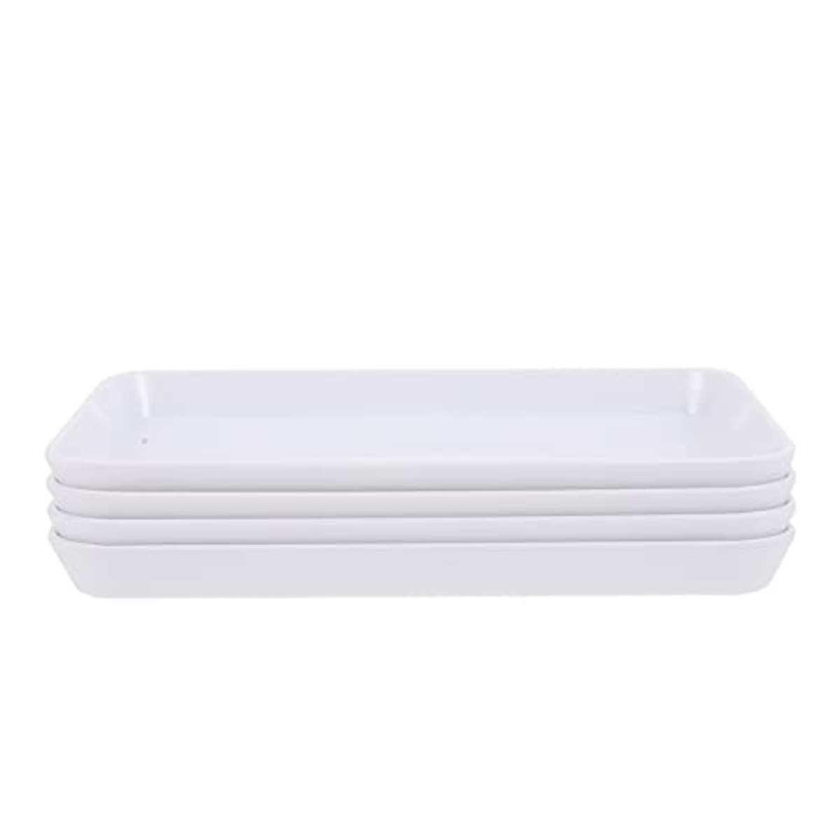 Rectangular Serving Tray 4pcs Decorative Serving Tray Melamine Snack Tray Plate Fruit Serving Tray Tea Drink Platter for Coffee Food Breakfast Dinner (White) Dining Tray