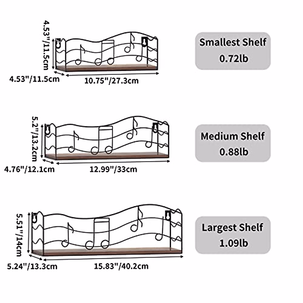 CRUGLA Floating Bathroom Wall Mounted Shelves 6 Sets