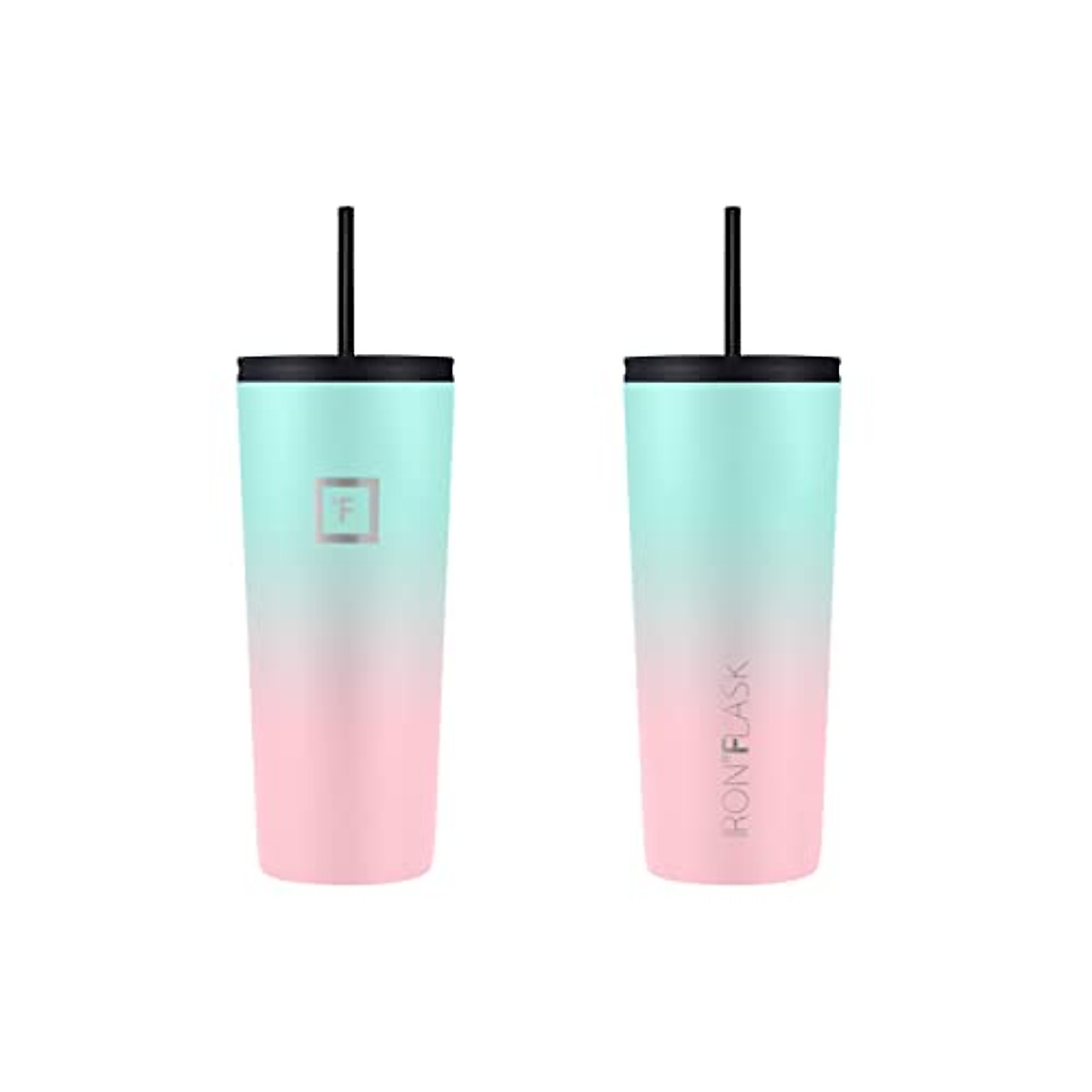 IRON °FLASK Classic Tumbler 2.0-2 Lids (Straw Flip), Vacuum Insulated Stainless Steel Water Bottle, Double Walled, Drinking Cup, Thermos Travel Mug - Bubble Gum, 24 Oz