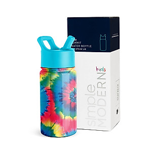 Simple Modern Kids Water Bottle with Straw Lid | Insulated Stainless Steel Reusable Tumbler for Toddlers, School | Summit Collection | 14oz, Tie-Dye