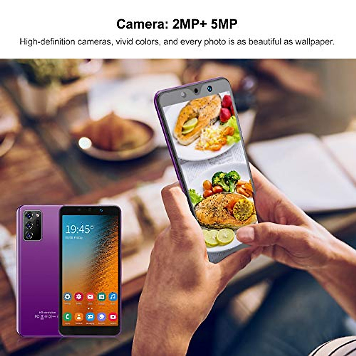 FOLOSAFENAR Smartphone,5.72 inch HD Full Screen Cellphone,face Recognition and Fingerprint Unlock Smartphone,Dual Card Dual Standby,512MB+4GB()