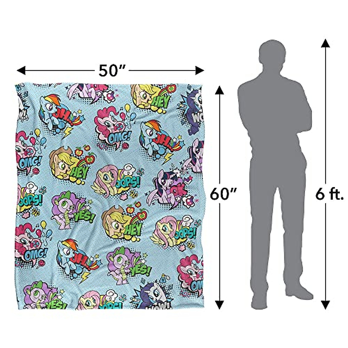 My Little Pony Blanket, MLP Pop Art Pattern Silky Touch Super Soft Throw Blanket 50" x 60"