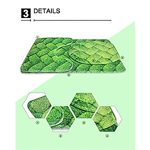 HUGS IDEA Cool 3D Dinosaur Animal Pattern Non-Slip Soft Bath Mat Set with Rug/Contour/Lid Cover (3piece)