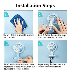 zuylikxy Suction Cup Hooks - 2 Pack Heavy Duty, Reusable & Waterproof Shower Hooks for Razor, Shaver, Wreath & General Bathroom/Kitchen Hanging - Double Grip Shower Hanger Set