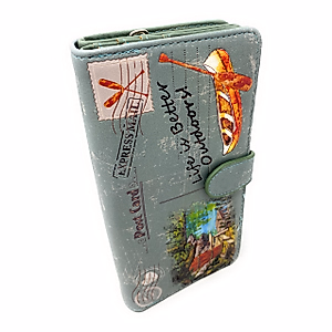 Shag Wear Large Better Outdoors Camping and Outdoors Summer BiFold Wallet for Women and Teen Girls Vegan Faux Leather Green 7"