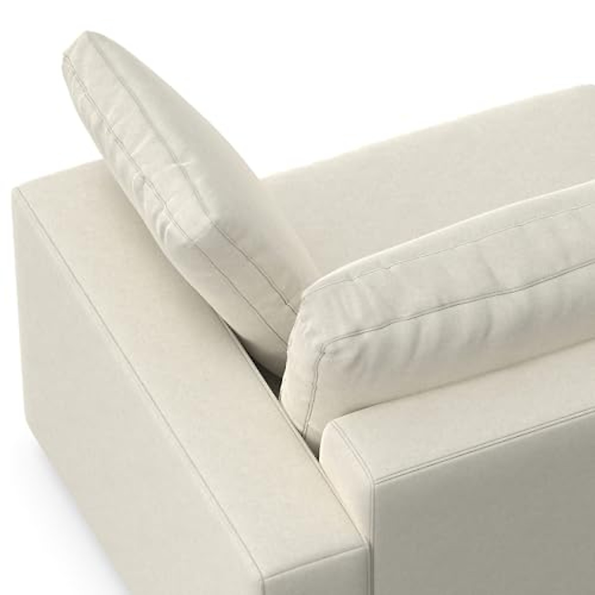 SIMPLIHOME Charlie Left-Facing Sectional Sofa in 100% Recycled Polyester Tightly Woven Performance Fabric, Cream, 122-inches Wide, Handcrafted Contemporary Style L-Shaped Couch with Chaise