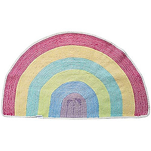Habudda Rainbow Rug, Decor Doormat Bath Mat, Bathroom Classroom Bedroom Outdoor & Indoor Entrance Front Floor, Cute Shower Bathmat, Soft Non-Slip Carpet for Boy and Girl Kids, Pure Cotton, 32"× 20"
